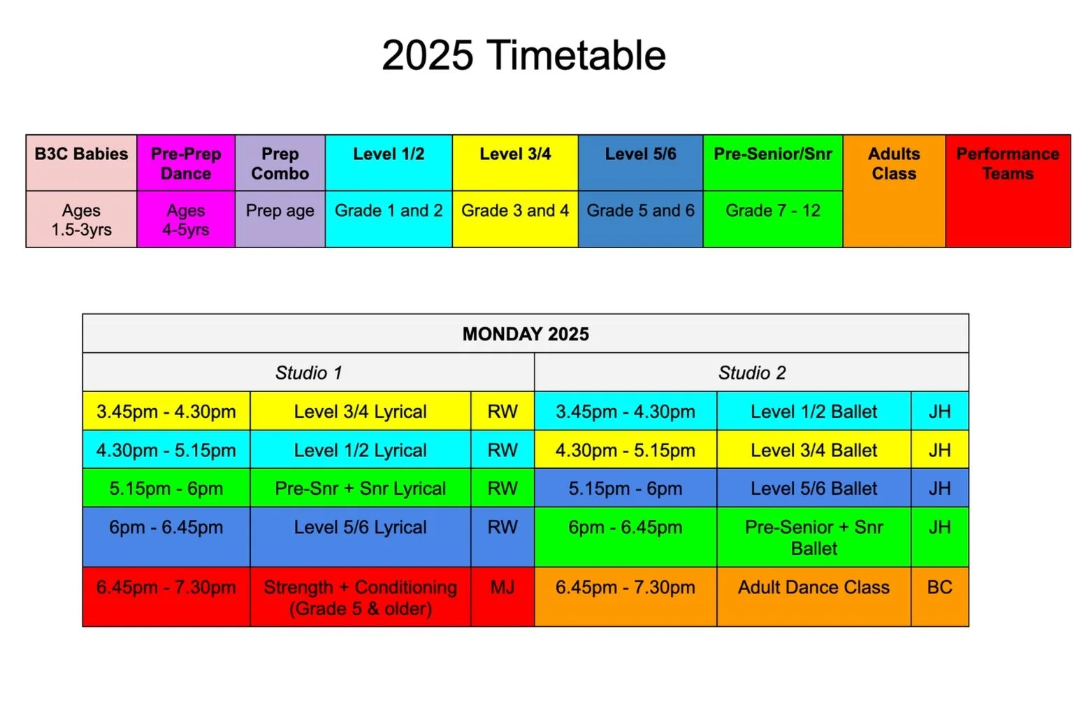 Timetable — B3C Studios